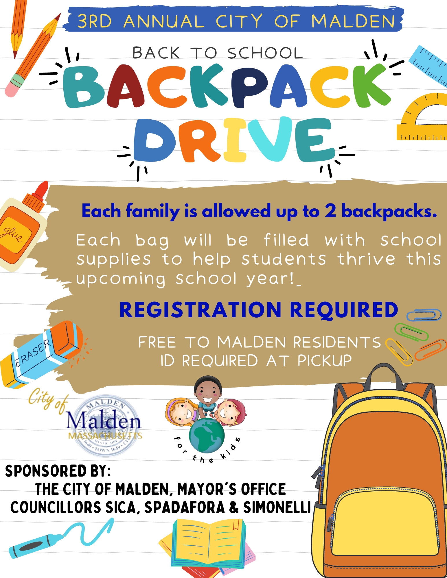 Malden Recreation Department: BACKPACK DRIVE!